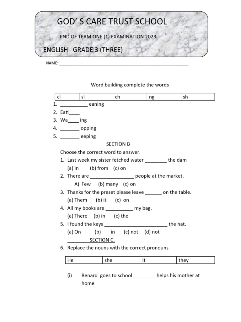 English Grade 3 2023 | PDF
