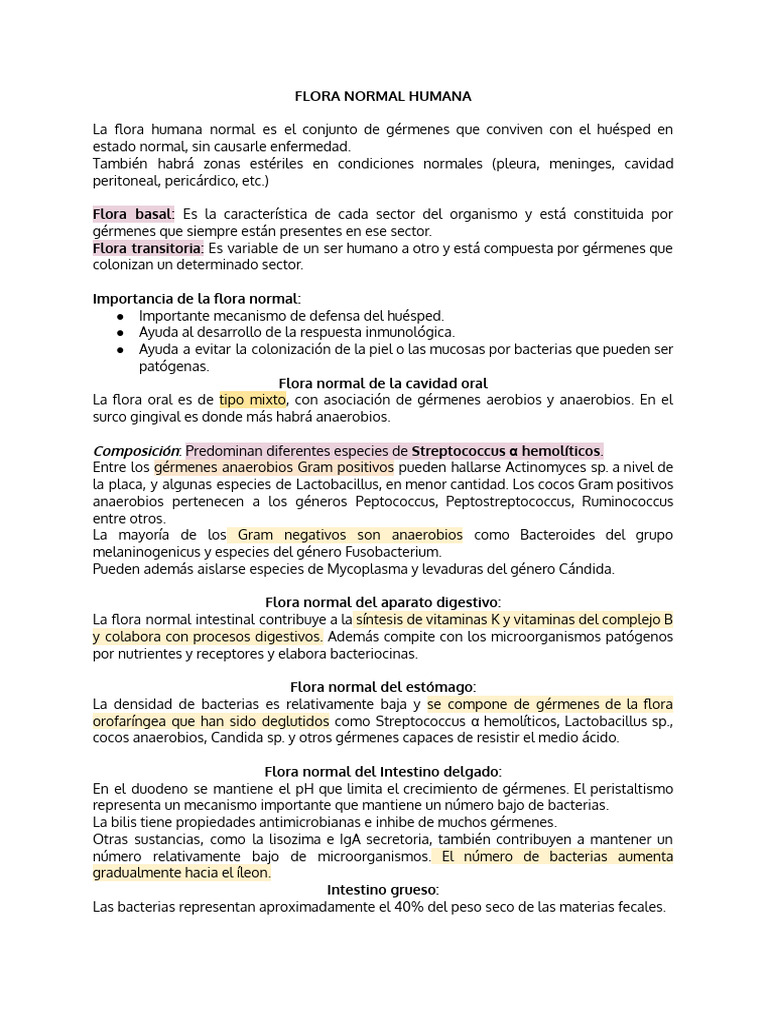 Flora Normal Humana | PDF | Las bacterias | Patógeno