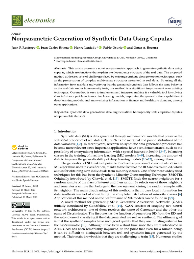 Nonparametric Generation of Synthetic Data Using C | PDF | Standard ... Nonparametric Generation of Synthetic Data Using C | PDF | Standard ...