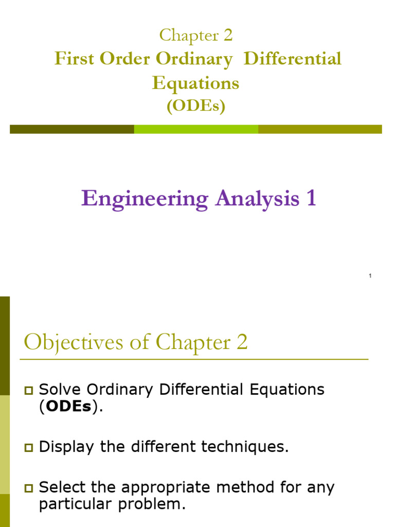 Chapter 2 Engineering Analysis 1 First Order Diff. Eqs. | PDF | Differential Equations ...
