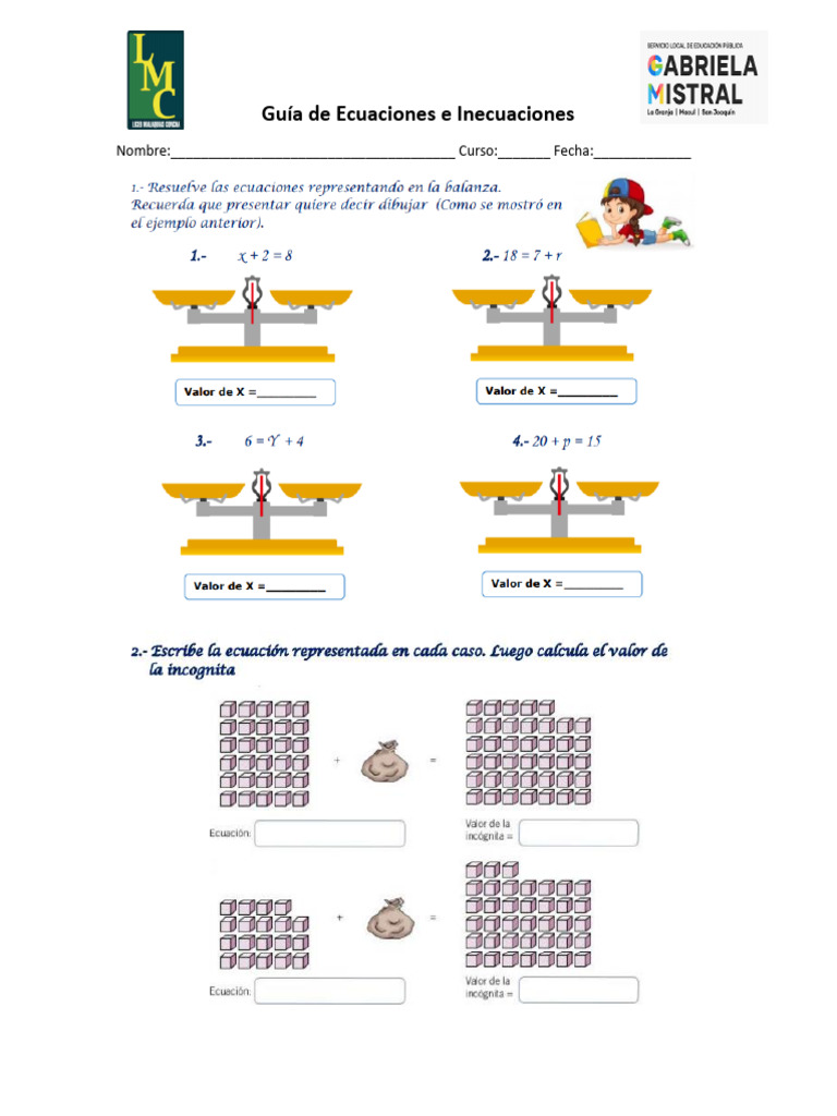 Guía de Ecuaciones e Inecuaciones | PDF