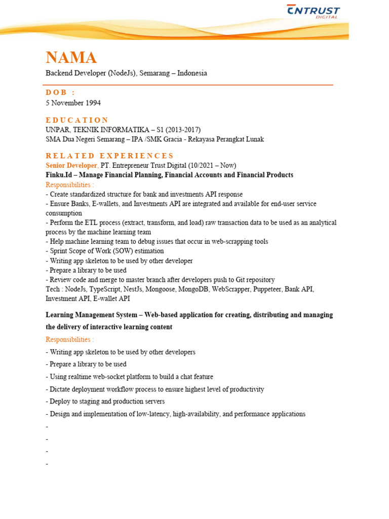 Template Entrust CV | PDF | Cloud Computing | Computer Programming