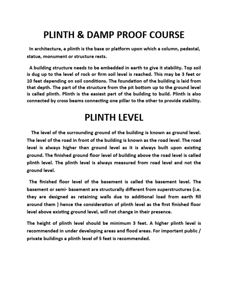 12-Plinth & Damp Proof Course | PDF | Concrete | Wall