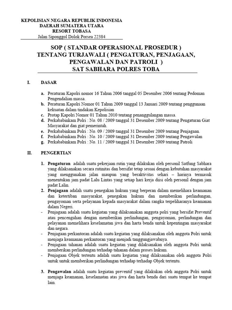 SOP Turjawali untuk Satpam Polri | PDF | Ilmu Sosial | Hukum