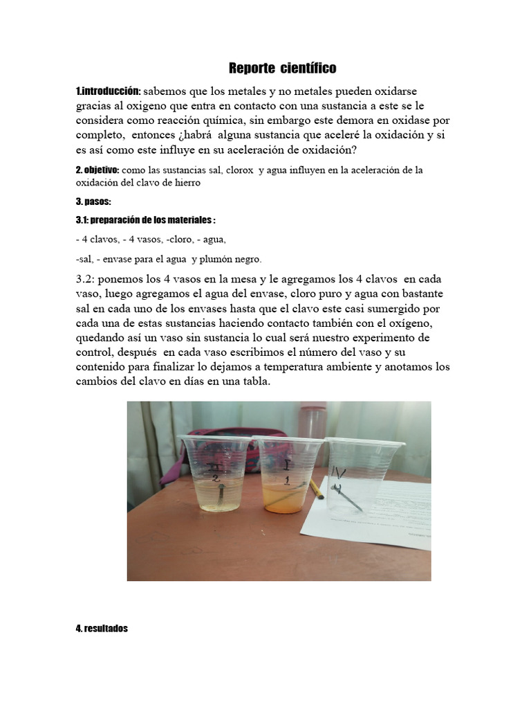 Reporte Científico | PDF | Agua | Redox