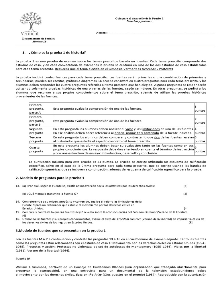 GuÃ A para Responder La Prueba 1. IB | PDF | Libertad