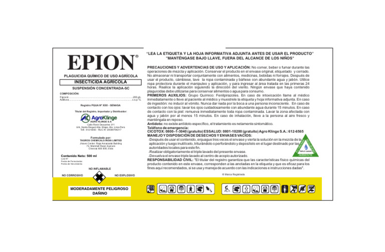 EPION 500 ML | PDF | Agua | Especialidades Medicas