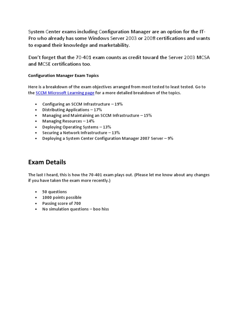 SCCM Certification | PDF