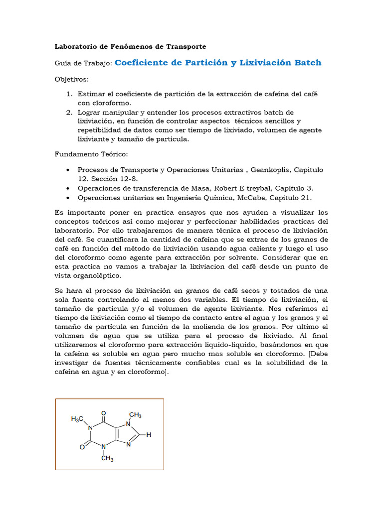 Guia Coeficiente de Particion | PDF | café | Agua