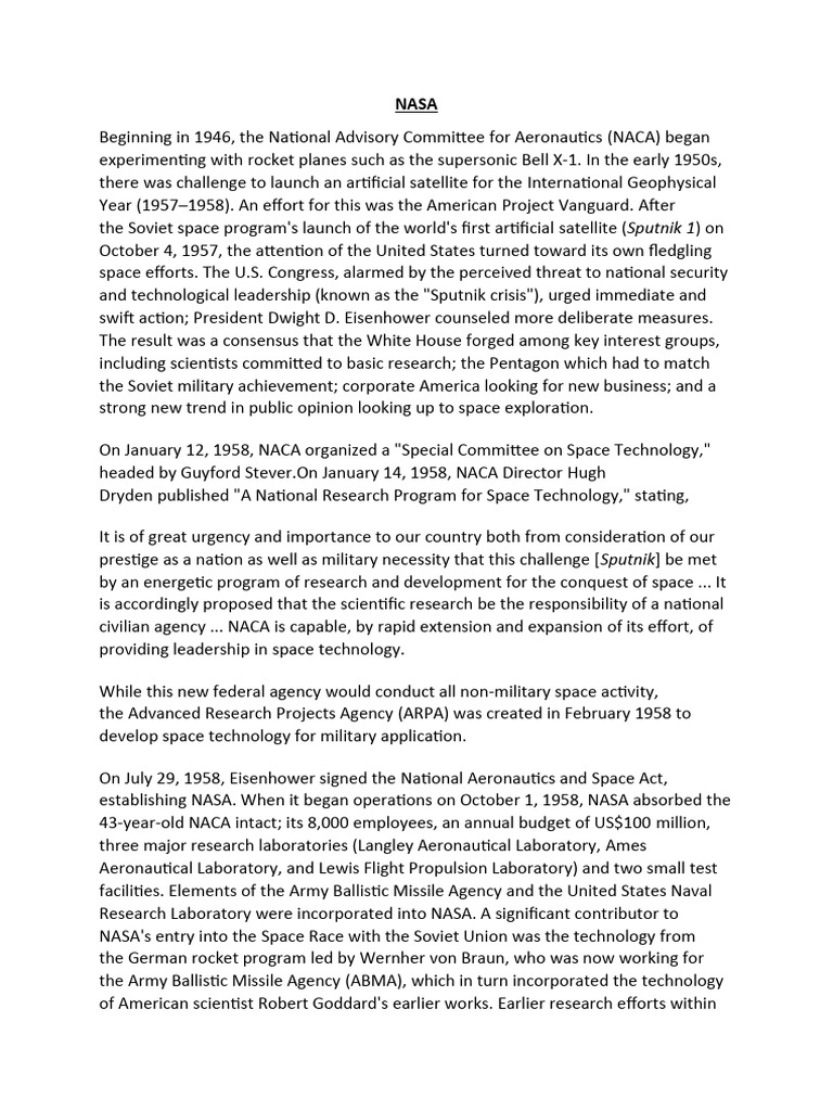 Nasa 1 | PDF | Nasa | National Advisory Committee For Aeronautics