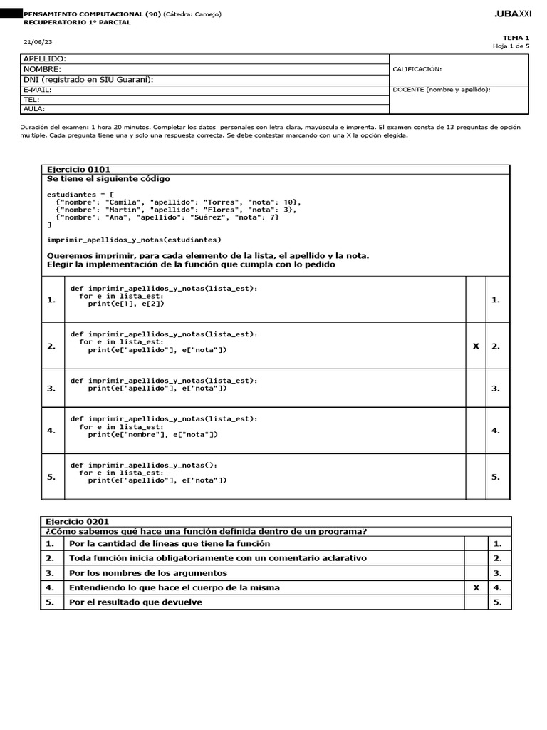 Recuperatorio 1er Parcial - TEMA 1 - Corregido | Descargar gratis PDF | Desarrollo de software ...