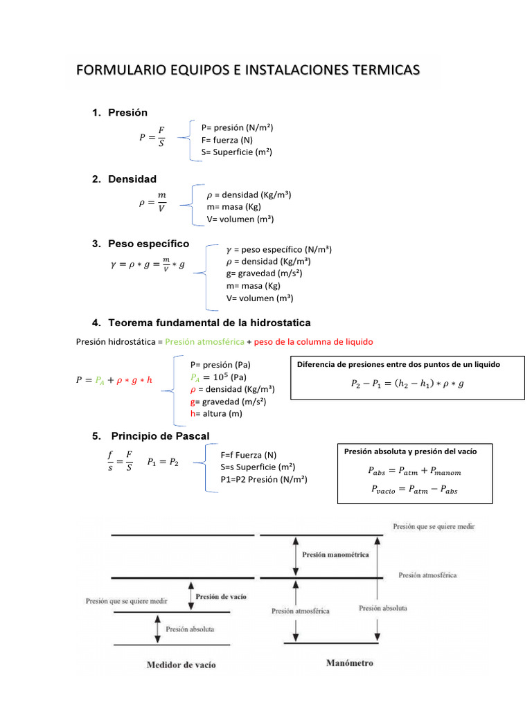 Formulario Equipos e Instalaciones Termicas | PDF | Transferencia de calor | Calor