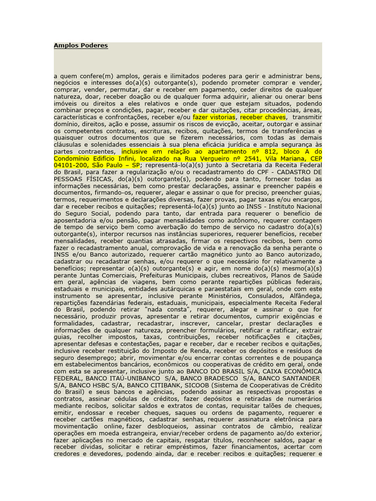Modelo - Procuração JUR (TVE 812A) | PDF | Cheque (banco) | Crédito