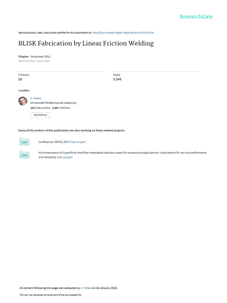 Blisk Technology | PDF | Fracture | Welding