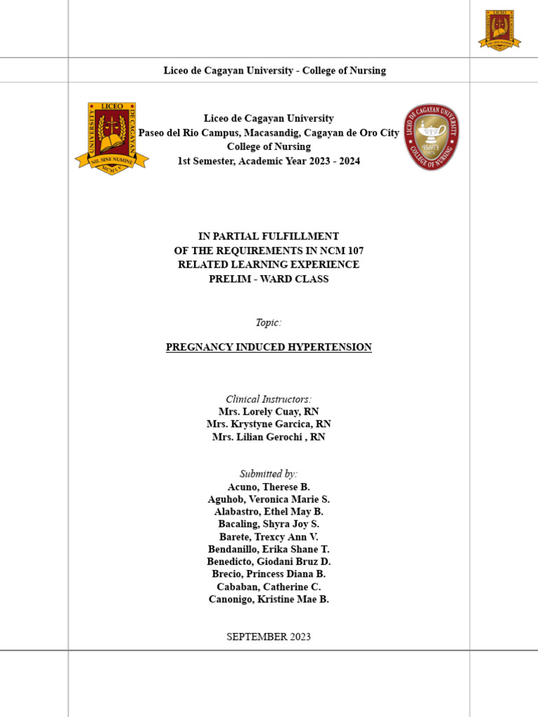 Prelim Ward Class - PIH (Final Output) | PDF | Hypertension | Pregnancy