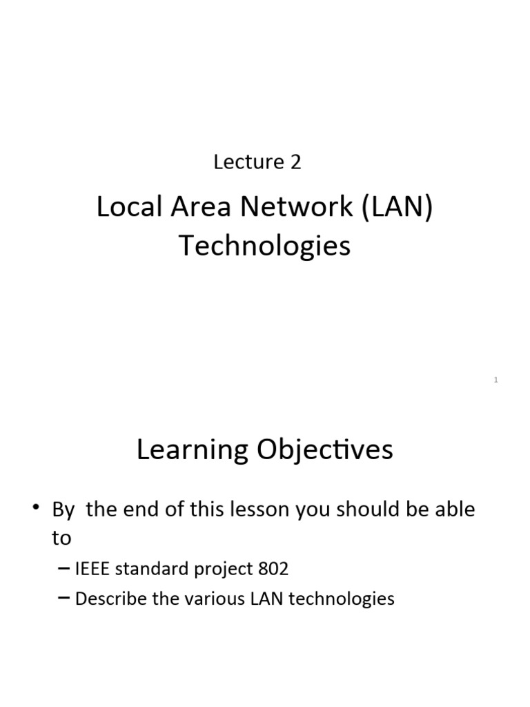 Lec 2 LAN Technologies | PDF | Ethernet | Computer Network