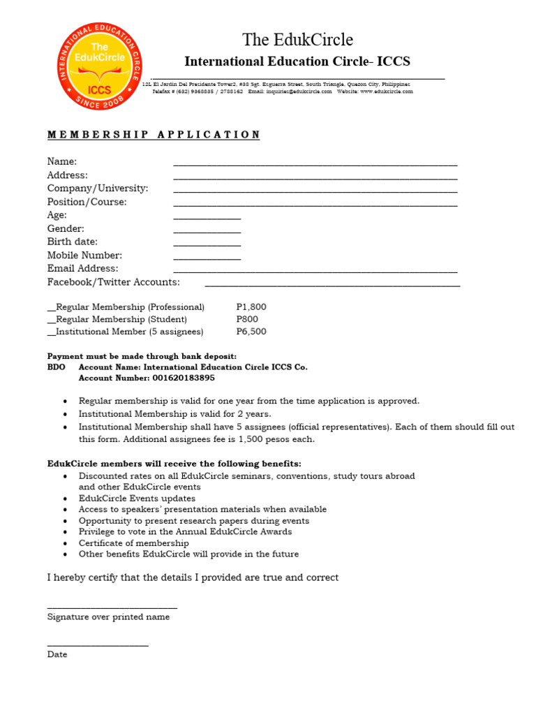 EdukCircle Membership Application 2025 | PDF | Career & Growth ...