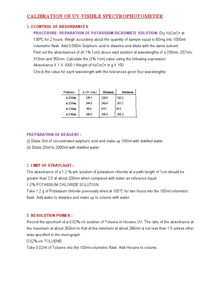 Calibration of Uv | PDF | Science & Mathematics