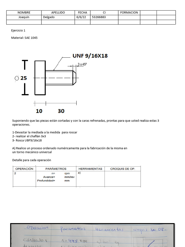 Tarae de Evaluacion de La Unidad 5 Torneria | PDF | Tecnología