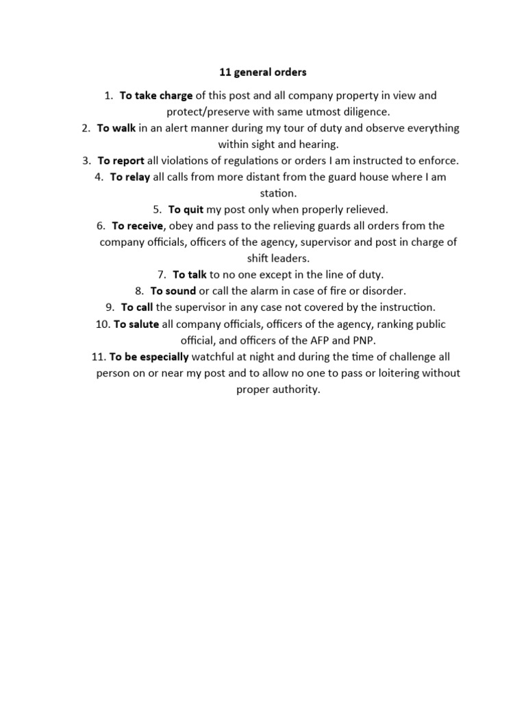 11 General Orders | PDF