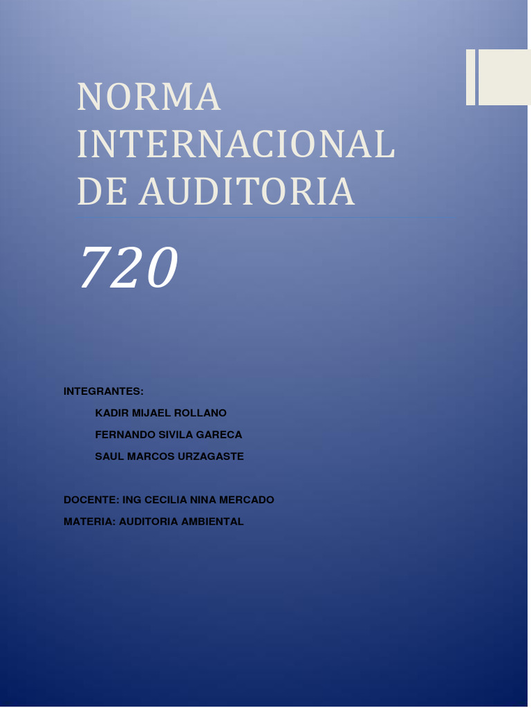 Responsabilidades del Auditor en NIA 720 | PDF | Contralor | Auditoría