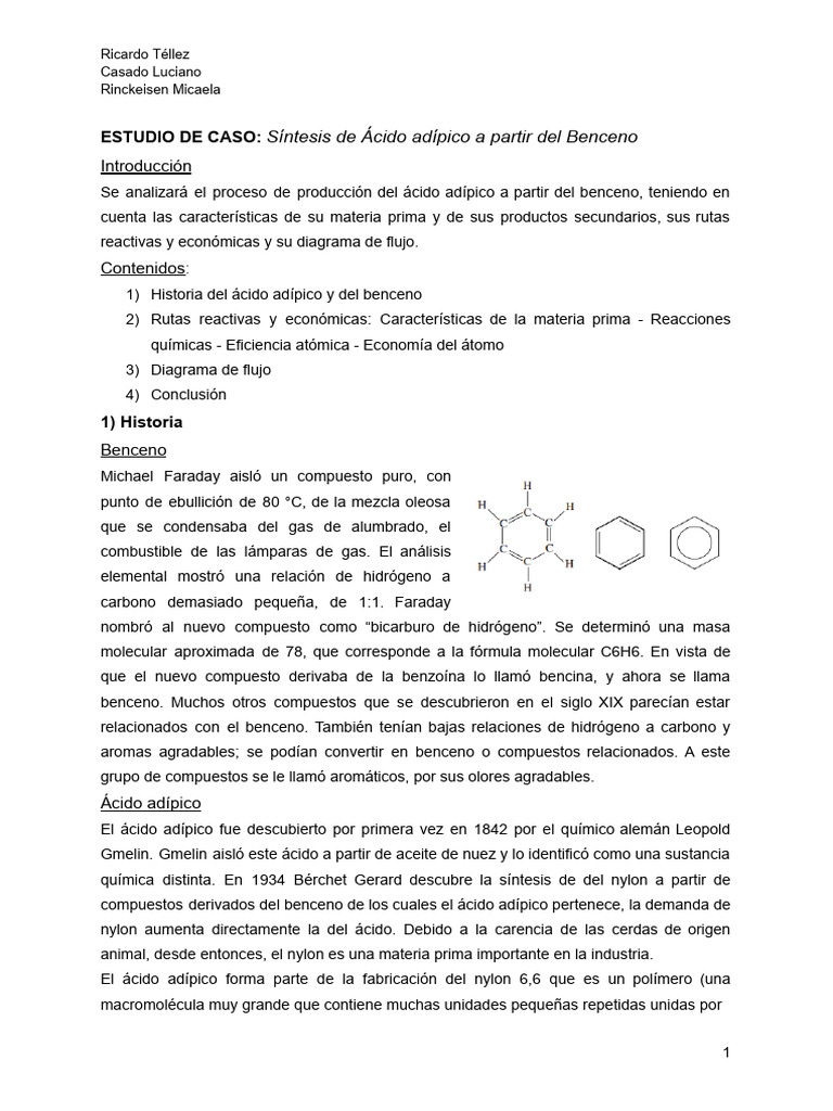 Síntesis de Ácido Adípico desde Benceno | PDF | Benceno | Ácido