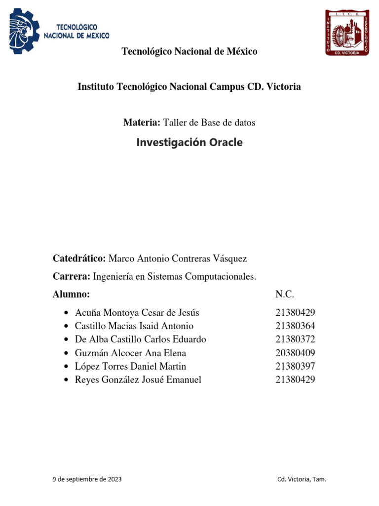 Investigacion Oracle | PDF | Oracle Corporation | Mi sql