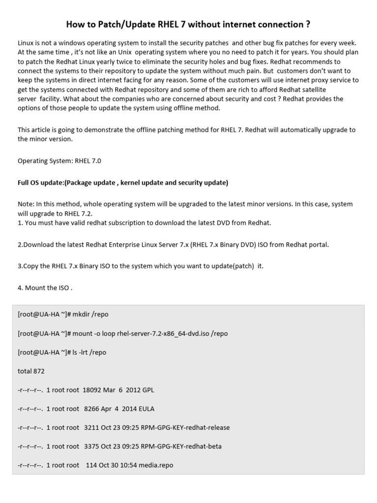 Update RHEL 7 Without Internet Connection | PDF | Operating System | Computing
