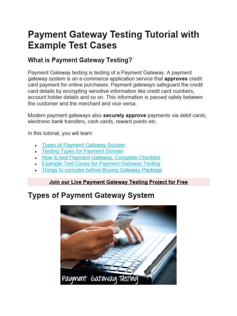 Payment Gateway Testing | PDF | Cheque | Payments Payment Gateway Testing | PDF | Cheque | Payments
