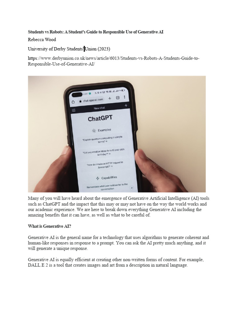 Students Vs Robots-A Students Guide To Responsible Use of Generative AI ...