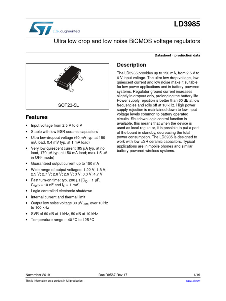 LD 3985 | PDF | Electronic Circuits | Electrical Components