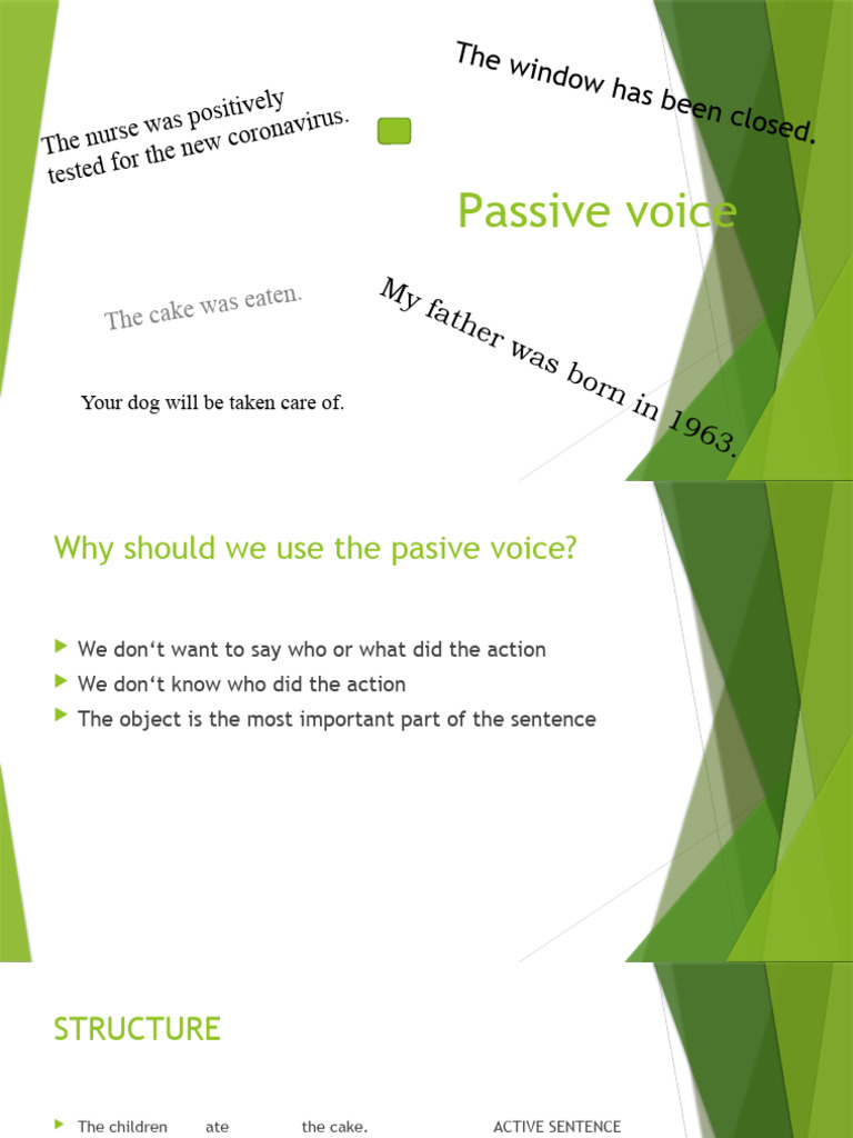 Passive Voice Presentation | PDF | Verb | Subject (Grammar)
