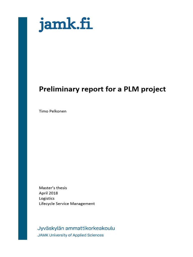 Preliminary Report For A PLM Project | PDF | Product Lifecycle | Information