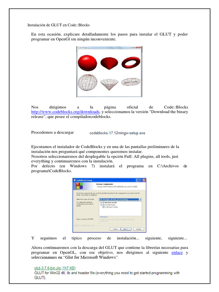 Instalación de GLUT en CodeBlocks | PDF | Microsoft Windows | Ingeniería de software