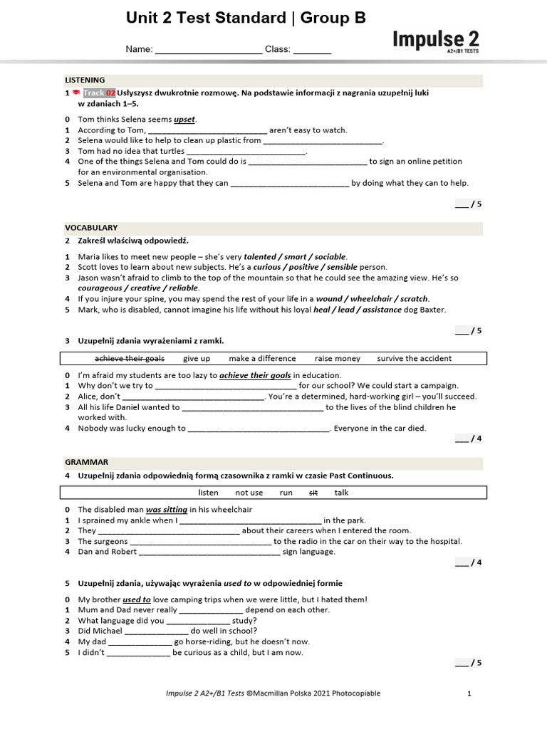 Unit 2 Test Standard B | PDF