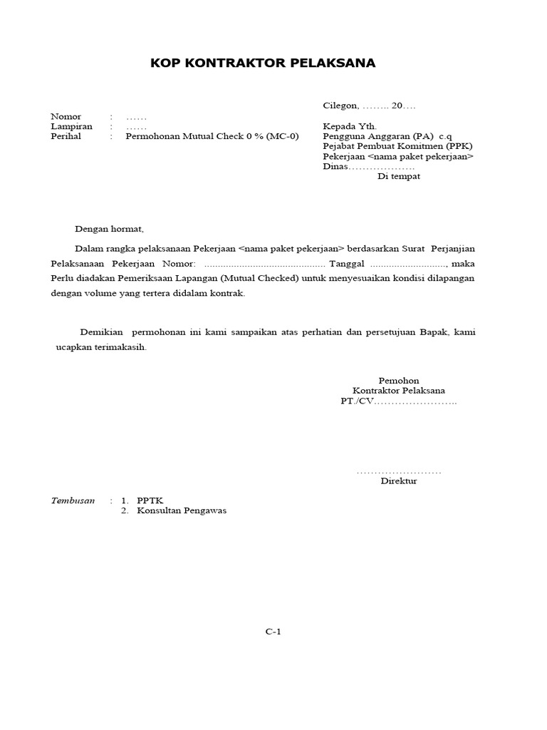 Format MC 0 Dan Perubahan Kontrak | PDF