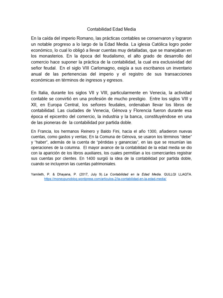 Contabilidad Edad Media | PDF | Contabilidad | Contabilidad de costos