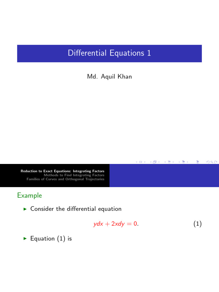 Exact Equations & Integrating Factors | PDF | Equations | System Of ...