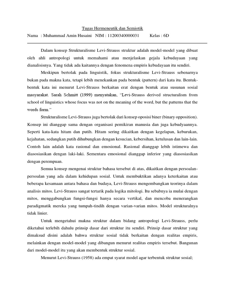 Strukturalisme Levi-Strauss dalam Antropologi | PDF