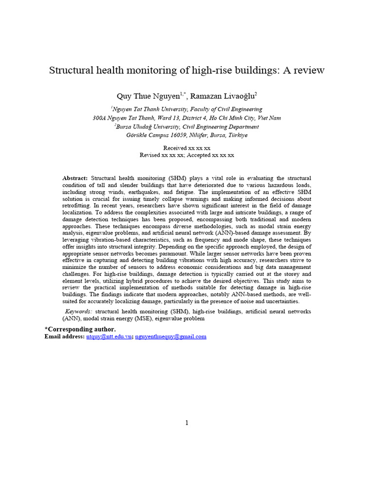 Structural Health Monitoring of High-Rise Buildings A Review - Quy Thue Nguyen & Ramazan ...