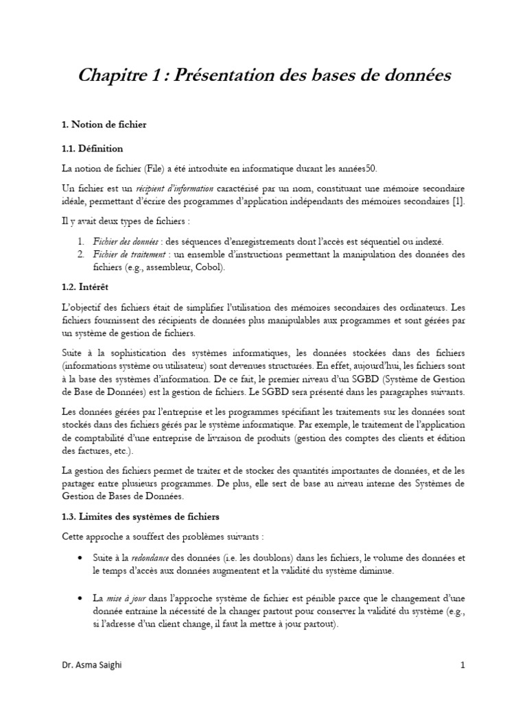 Introduction aux bases de données PDF | PDF | Bases de données ...