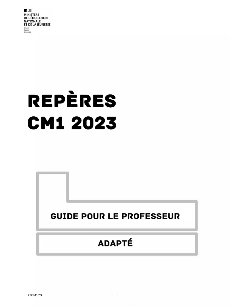 Évaluation Nationale CM1 2023 : Guide Professeur | PDF | Sujet ...