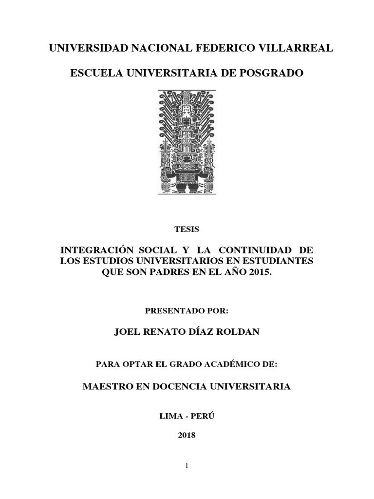 UNFV Diaz Roldan Joel Renato Maestria 2018 | PDF | Familia | Sicología