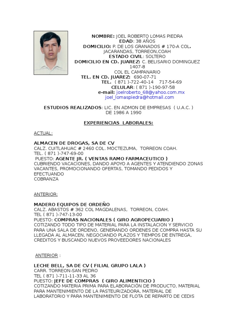 Curriculum Joel 1 | PDF | Agricultura | Naturaleza