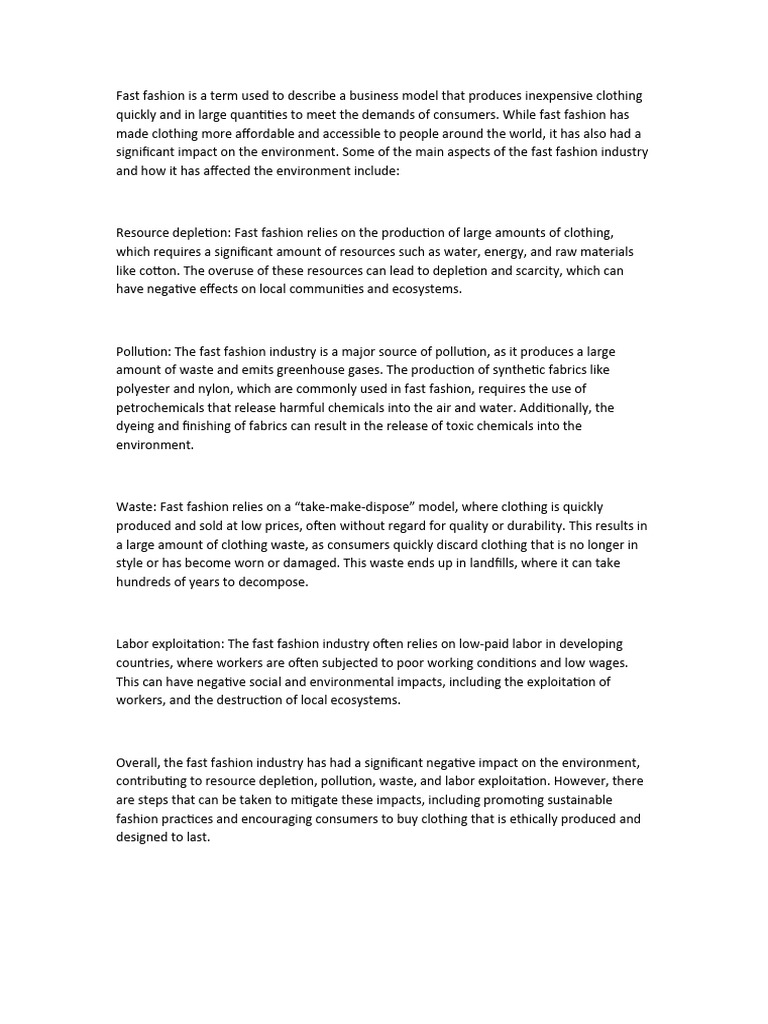 Fast Fashion's Environmental Impact | PDF | Science & Mathematics
