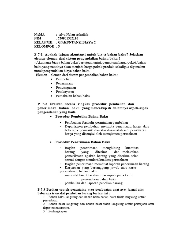 Prosedur dan Pencatatan Akuntansi Biaya Bahan Baku | PDF