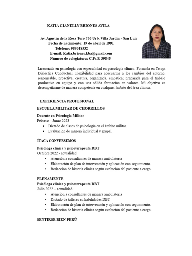 Katia B. CV | PDF | Espectro autista | Psicología clínica