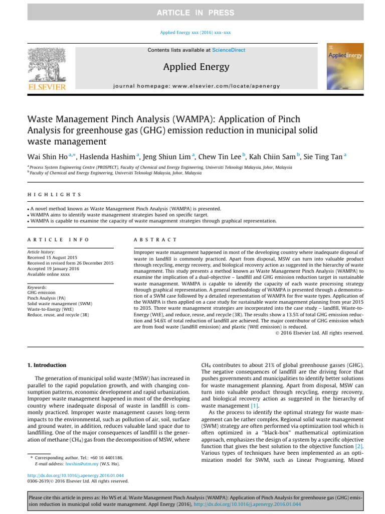 Applied Energy: Wai Shin Ho, Haslenda Hashim, Jeng Shiun Lim, Chew Tin ...