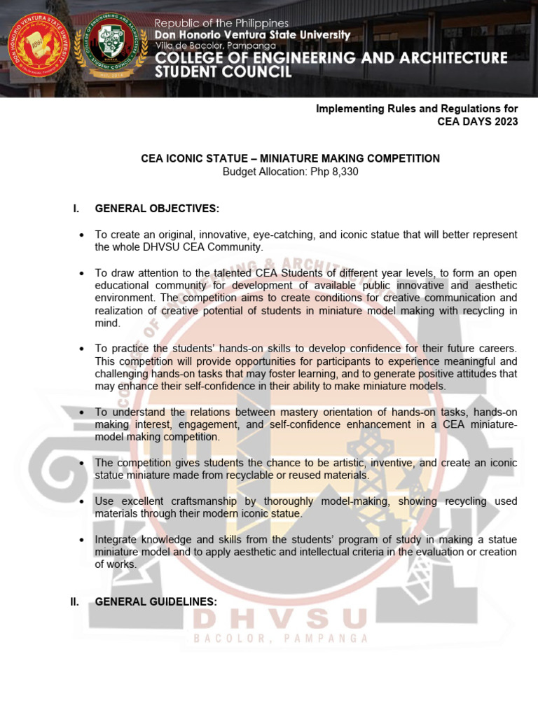 CEA Days 2023 Miniature Statue Contest | PDF | Recycling | Cognition
