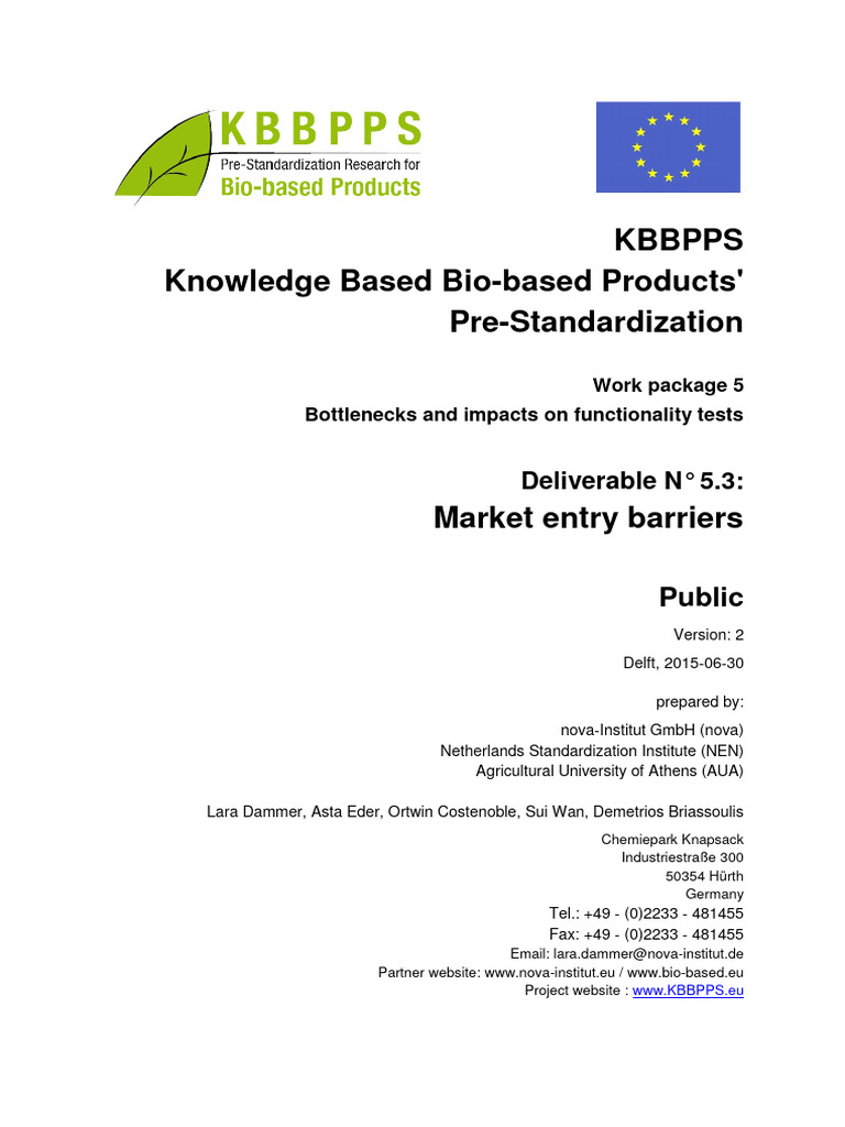 Market Entry Barriers for Bio-Based Products | PDF | Building ...